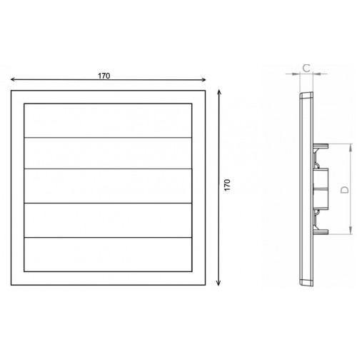 Lauko gravitacinės ventiliacijos grotelės iš plastiko GLG Plastic GREY ...