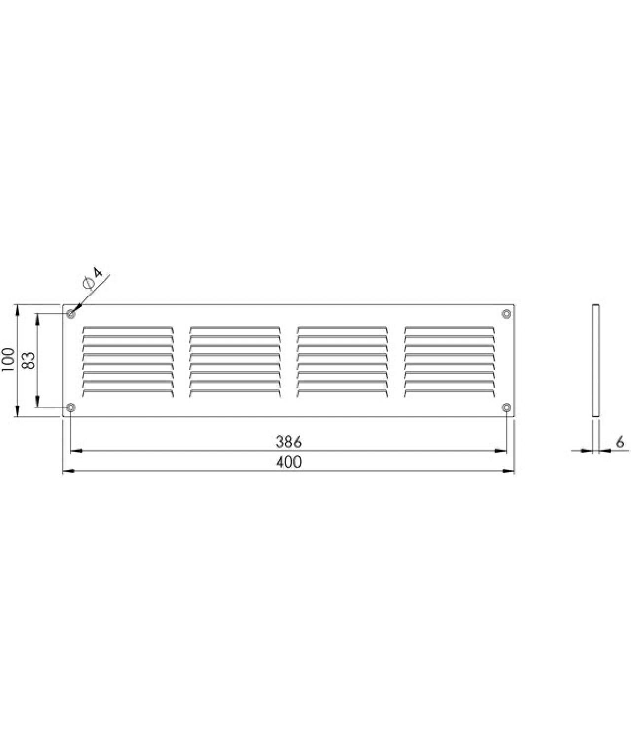 Metalinės ventiliacijos grotelės EMS4010B 400x100 mm | el-vent.com™