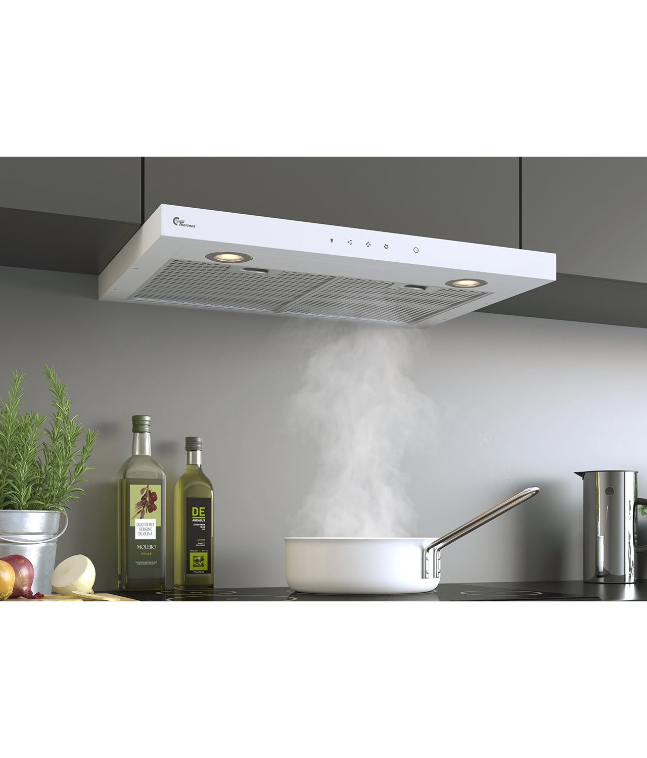 Cabinet integrated cooker hood Super Silent 600 GT white without motor ...